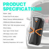 China Compact Digital 12V Car Jump Starter with 6000mAh Battery 500A Start Current and Built-in Air Compressor for sale