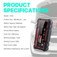 China Portable 12V 600A Peak Current Jump Starter with 6400mAh Battery and Multi-Function Emergency Charging for sale