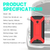 China RuggedStart 12V 600A Peak Current Car Jump Starter with 15000mAh Battery and Built-in LED Flashlight for sale