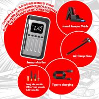 China 12V Slim Car Jump Starter with 1000A Peak Power, 150PSI Air Compressor & 8000mAh Portable Battery Booster for sale