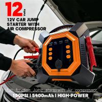 China 12V Rugged Car Jump Starter with 600A Peak Power, 150PSI Inflator & 16000mAh Emergency Battery Booster for sale