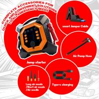 China 12V Rugged Car Jump Starter with 600A Peak Power, 150PSI Inflator & 16000mAh Emergency Battery Booster for sale