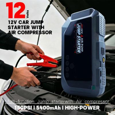 China 12V Smart Car Jump Starter with 150 PSI Tire Inflator and 800A Peak Current Portable Battery Booster for sale