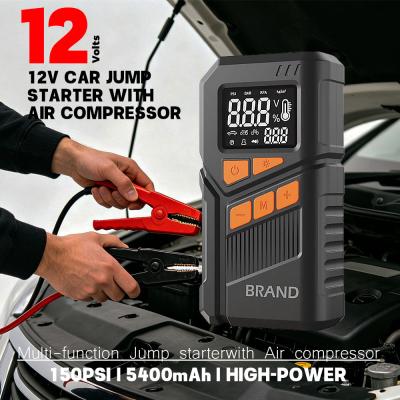 China 12V 8000mAh Multi Functional Jump Starter with 150PSI Air Compressor and Fireproof ABS Plastic Body for sale