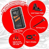 China 12V 8000mAh Multi Functional Jump Starter with 150PSI Air Compressor and Fireproof ABS Plastic Body for sale