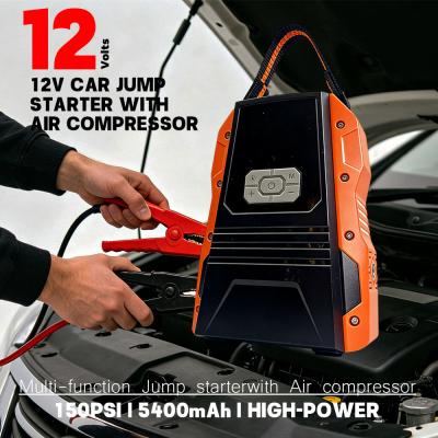 China Heavy-Duty Multi Functional Jump Starter with 150PSI Air Compressor 12000mAh Battery and Emergency Work Light for sale