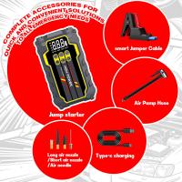 China Portable Jump Starter with 150PSI Air Compressor 8000mAh Battery and 600A Peak Current for Emergency Car Charging for sale
