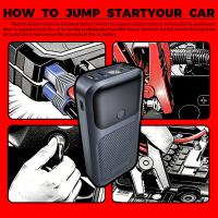 China Ultra 12V High-Capacity Jump Starter with 1000A Peak Power 12000mAh Battery and 150 PSI Air Compressor for sale