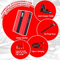 China Ultra 12V Heavy-Duty Jump Starter with 1000A Peak Power 150PSI Air Compressor and 12000mAh Battery Emergency Power Station for sale
