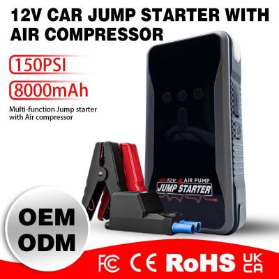 China Jump Starter With Tyre Inflator High Capacity Portable Battery Booster and 150PSI Air Compressor Digital Display for Car Emergency for sale