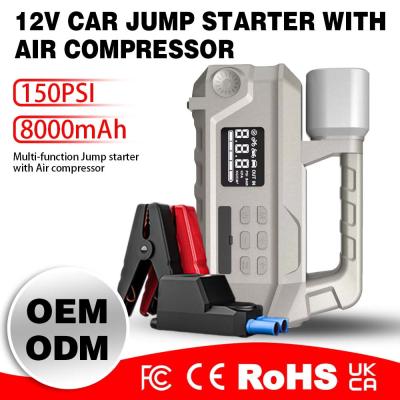 China Reliable Tool Heavy-Duty 12V Multi Functional Jump Starter with High Capacity 10000mAh Battery and 150 PSI Air Compressor for sale