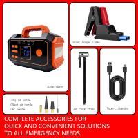 China Large Battery Capacity 24000mAh Car Jump Starter with 150 PSI Tire Inflator and 600A Peak Current for sale