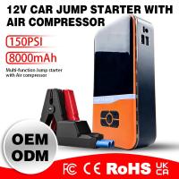 China 600A Peak Current Portable Car Jump Starter with Built-in 150 PSI Air Compressor and 30000mAh Battery Capacity for sale