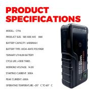 China Lightweight 600A Jump Starter with 6400mAh Power Bank & 12V Battery Charger for sale