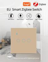 China Smart Zigbee Switch Gold EU / UK Standard 220V Wall Switch App Contorl for sale