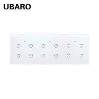 China 228*86mm Eu Standard 10A Tuya Smart Switch 12 Gangs Tempered Glass Panel Light Switch App Manual Control for sale