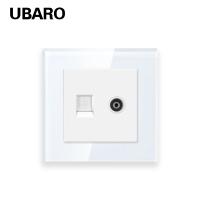 China White Black Gray RJ45TV Dual Light Socket Accessories Tempered Glass Panel for sale