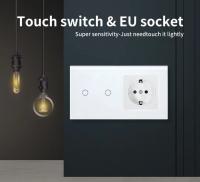 China Euro Standard Type 157 2 Gang Touch Switch Socket Combination For Circular Mounting Box for sale