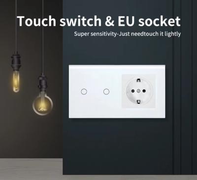 China Euro Standard Type 157 2 Gang Touch Switch Socket Combination For Circular Mounting Box for sale