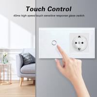 China Type 146 Tempered Glass Panel Switch And Socket Outlet With LED Indicator for sale