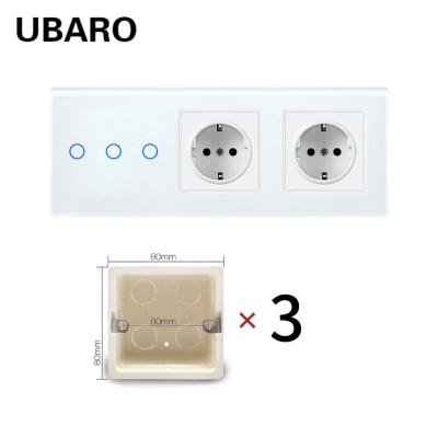 China Type 258 300 Watts / Gang Tempered Glass Panel Switch Socket With LED Indicator for sale