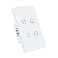 China 118Types US/AU/Brazil Standard Tempered Glass Panel 4Gang Touch Light Switch With LED Indicator Sensor Buttons for sale