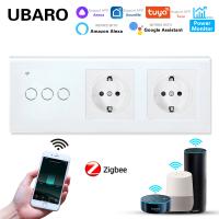 China Euro Standard TuYa Zigbee Switch Socket Combination 240Vac For Round Mounting Box for sale