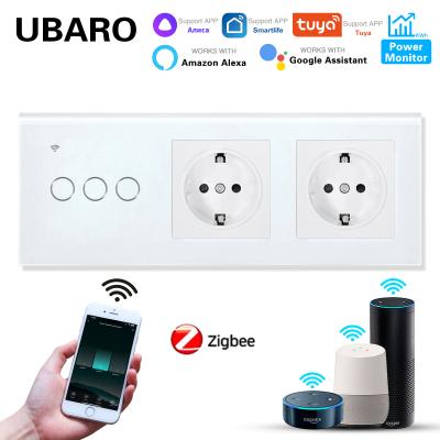China Euro Standard TuYa Zigbee Switch Socket Combination 240Vac For Round Mounting Box for sale