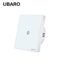 China UBARO 1gang Tempered Glass Touch Light Switch Panel with 100-240VAC Input and Single Live Wire Control for sale