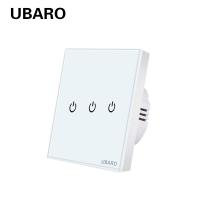 China UBARO 3 Gang Tempered Glass Panel Touch Light Switch IP20 Core Pattern CE Rohs FCC Certified for sale