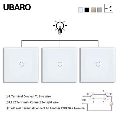 China Manual Touch Dual Light Switch with Single Live Wire Control and Tempered Glass Panel for Stair and Bed Applications for sale