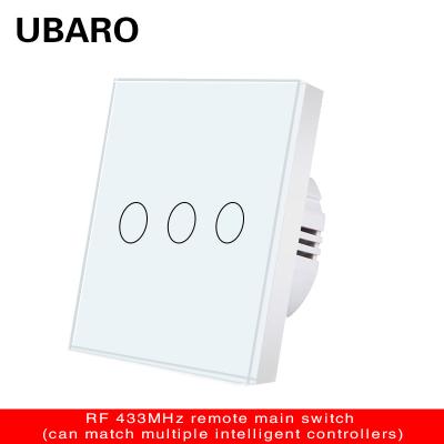 China EU 3Gang Main Remote Control Light Switch 100-240Vac With Fireproof And Learn Match Code Received Switch for sale