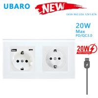 China 153*82*35mm Electric Wall Socket European Standard Tempered Glass Panel for sale