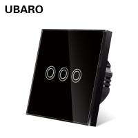China No Neutral Wire Required 86 Type 1gang Touch Light Switch with Tempered Glass Panel for sale