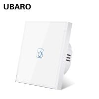 China 86 Type 1gang Touch Light Switch with Tempered Glass Panel No Neutral Wire Required and 300W Maximum Load for sale
