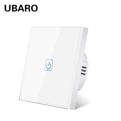 China 86 Type 1gang Touch Light Switch with Tempered Glass Panel No Neutral Wire Required and 300W Maximum Load for sale