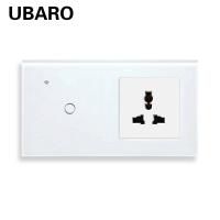 China Universal Wall Touch Switch and Socket with Tempered Glass Panel 146×86×35mm Dimensions and Nickel-plated Copper Conductor for sale