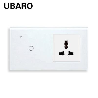 China Universal Wall Touch Switch and Socket with Tempered Glass Panel 146×86×35mm Dimensions and Nickel-plated Copper Conductor for sale