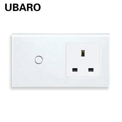 China 146*86*35mm Tempered Glass Panel Fireproof 94V0 Touch Button Switch and UK Standard Socket for Home Use for sale