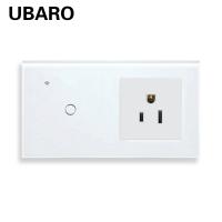China Tuya Smart Home WiFi Switch with Tempered Glass Panel 146*86*35mm US Standard Socket Combination for Mexico Vietnam for sale