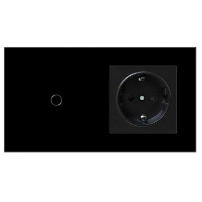 China 157*86mm European Standard Touch Light Switch with Tempered Glass Panel and Single Live Wire Control for sale