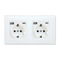 China Smart Socket with 3500W Rated Power 5V 2.1A USB Output and Tempered Glass Panel for Modern Homes for sale