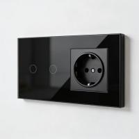 China Tempered Glass Panel Electrical Switch and Socket with 10A / 16A Rated Current and AC 90–250V 3C Rated Voltage for Smart Homes for sale