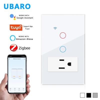 China 10A Rated Current Smart Switch and Socket with Voice and Mobile APP Control via WiFi and Zigbee for Home and Office for sale