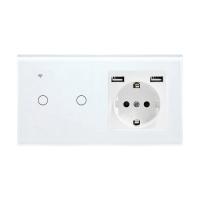 China Voice Control Smart Switch and Socket with USB Output and Elegant Glass Panel for Modern Power Management for sale