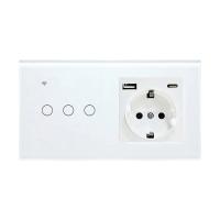 China Smart Switch And Socket Designed for Automated Lighting Networks with Glass Panel Light Controller and Sturdy PC Plastic Housing for sale
