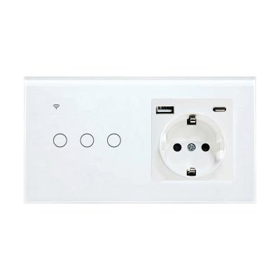 China Smart Switch And Socket Designed for Automated Lighting Networks with Glass Panel Light Controller and Sturdy PC Plastic Housing for sale