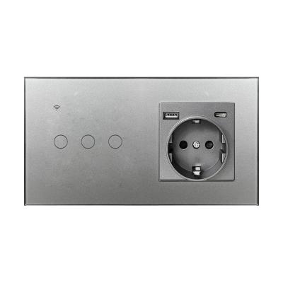 China 157x86x35mm WiFi Smart Switch and Socket with Phosphor Bronze Contacts Voice Control and USB Type-C for sale