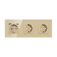 China Wall Switch and 1usb type-c Socket with Round Mounting Box 3500W Rated Power and Tempered Glass Panel for sale