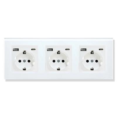 China UBARO Electrical 3USB Type-C Socket with 3500W Rated Power, 10A/16A Current, and Phosphor Bronze Conductor for sale